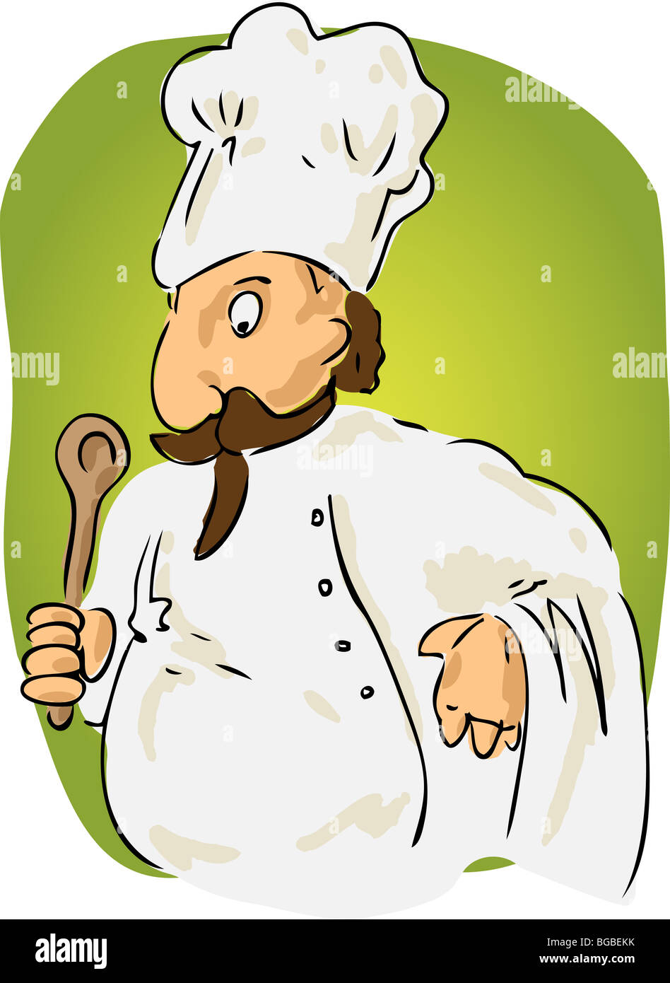 Cartoon illustration of a cook in uniform with spatula Stock Photo - Alamy