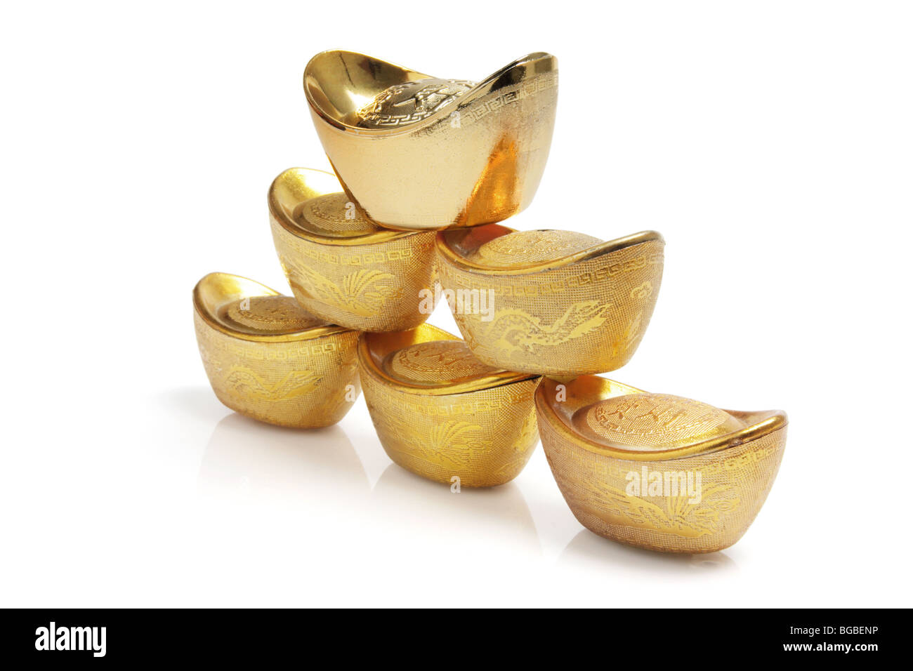 Stack of Chinese Gold Ingots Stock Photo - Alamy