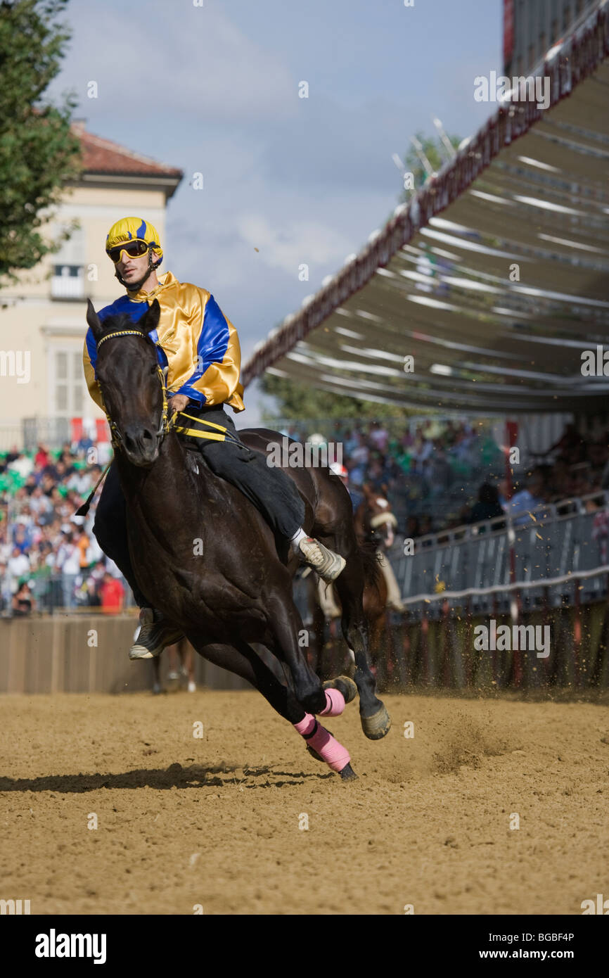 Palio Piedmont Italy Italian horse race jockey Stock Photo - Alamy
