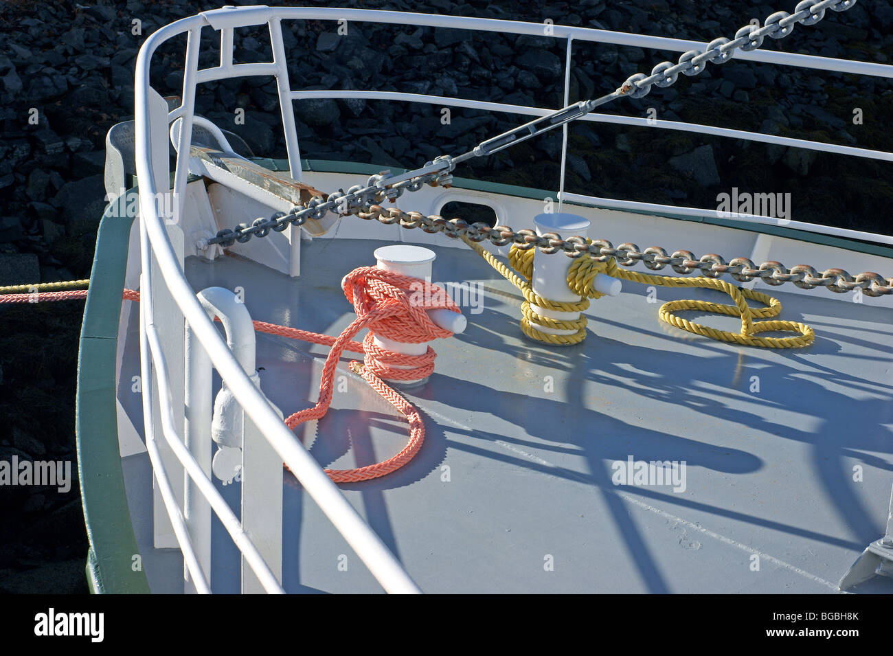Foredeck of a work boat Stock Photo - Alamy
