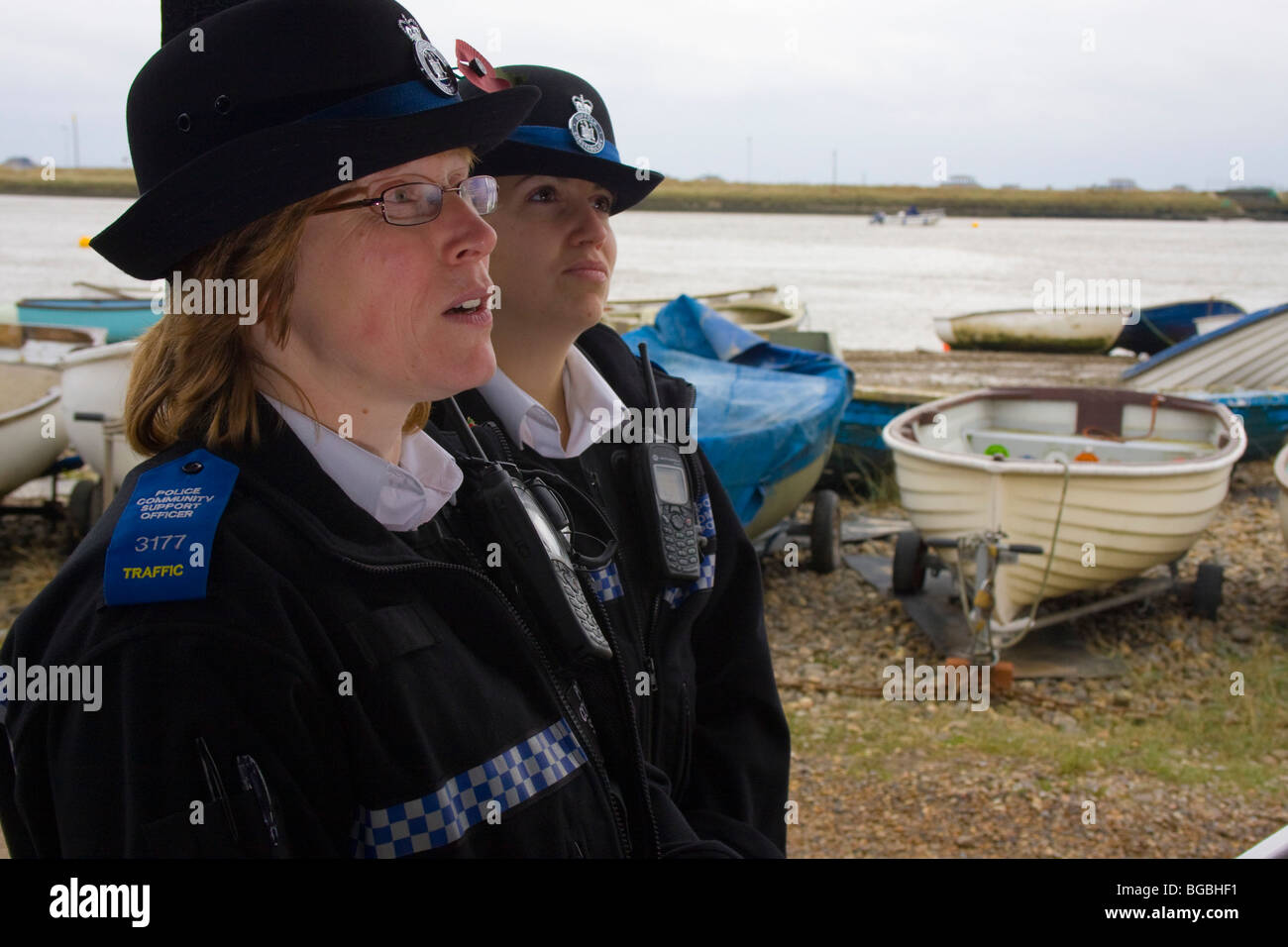 Two female Suffolk Constabulary community support officers meet and ...