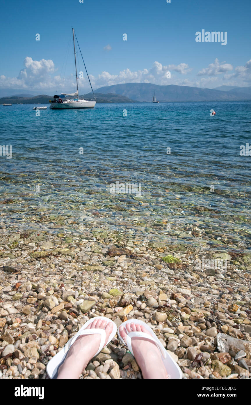 Agni Beach, Clear ionian Sea, Corfu, Greece Stock Photo - Alamy