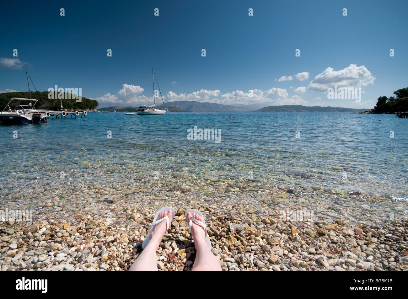 Agni Beach, Clear ionian Sea, Corfu, Greece Stock Photo - Alamy