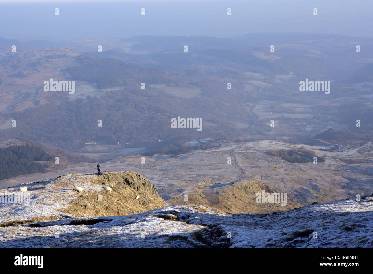 Looking down the ridge of Moel Siabod Snowdonia, North Wales Stock ...