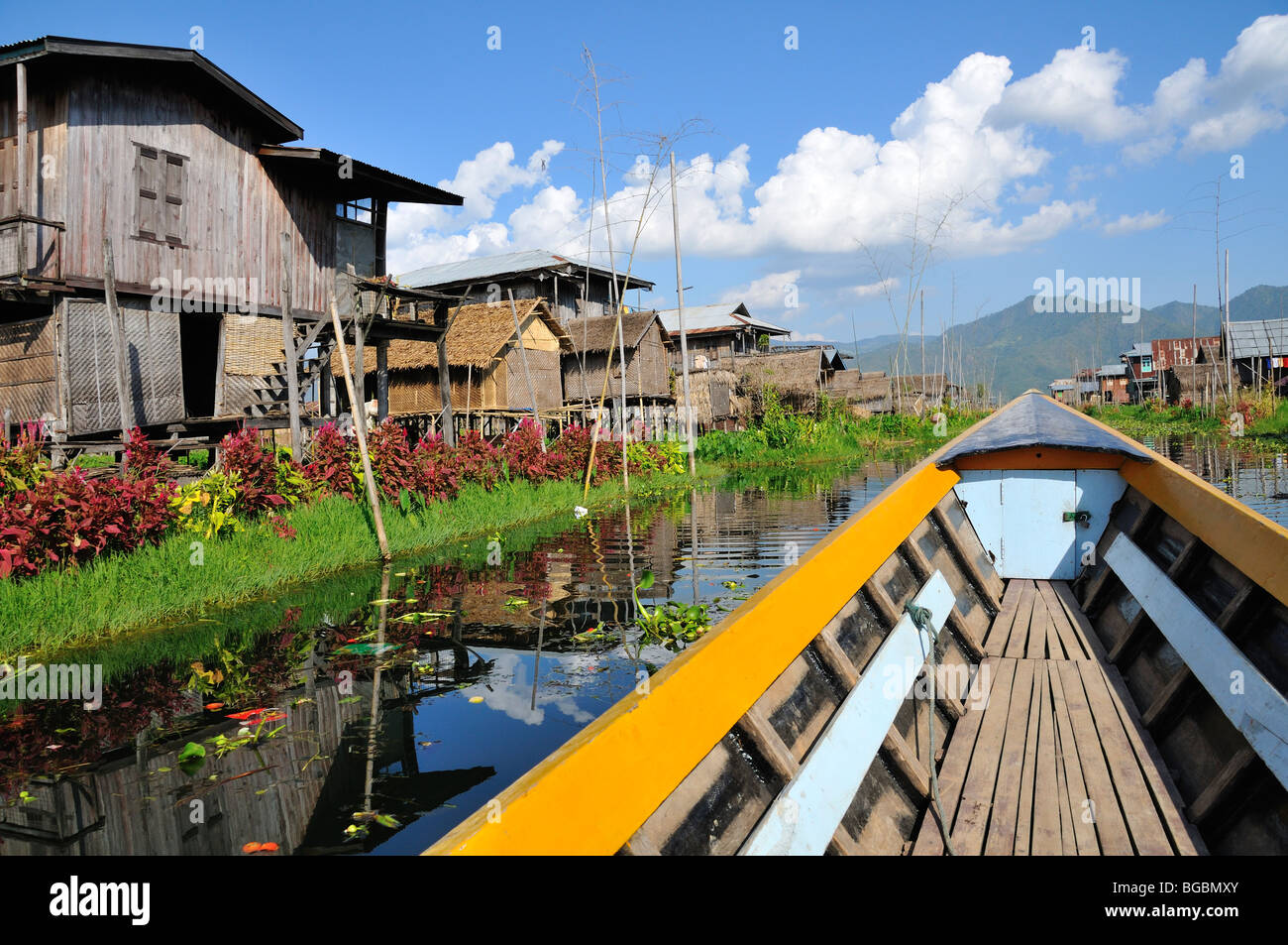Boat trip in stilt village, Inle Lake, Shan State, Burma, Myanmar Stock ...