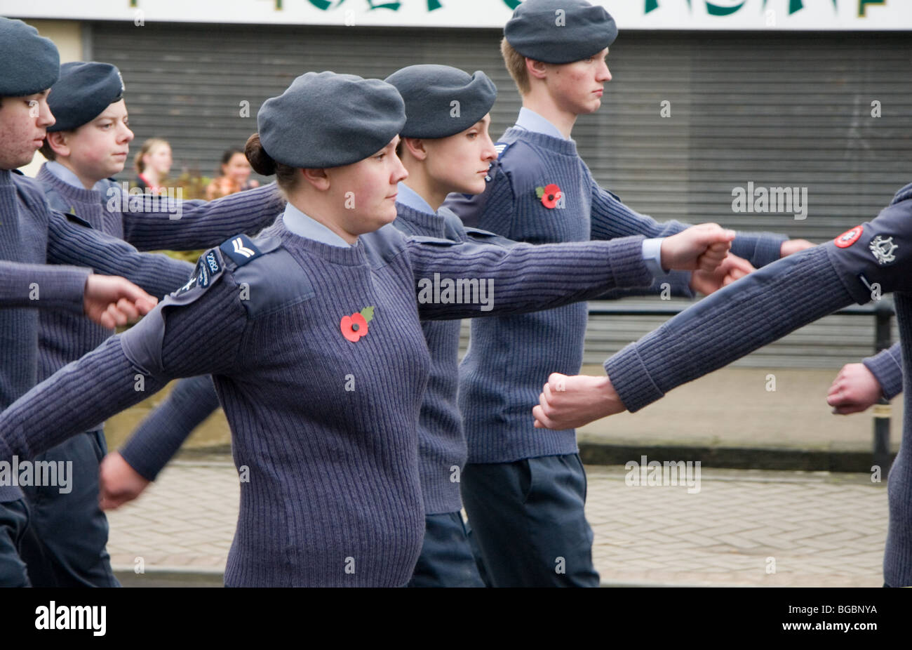 Air Training Corps Cadets march during the 2009 Remembrance Day Stock ...