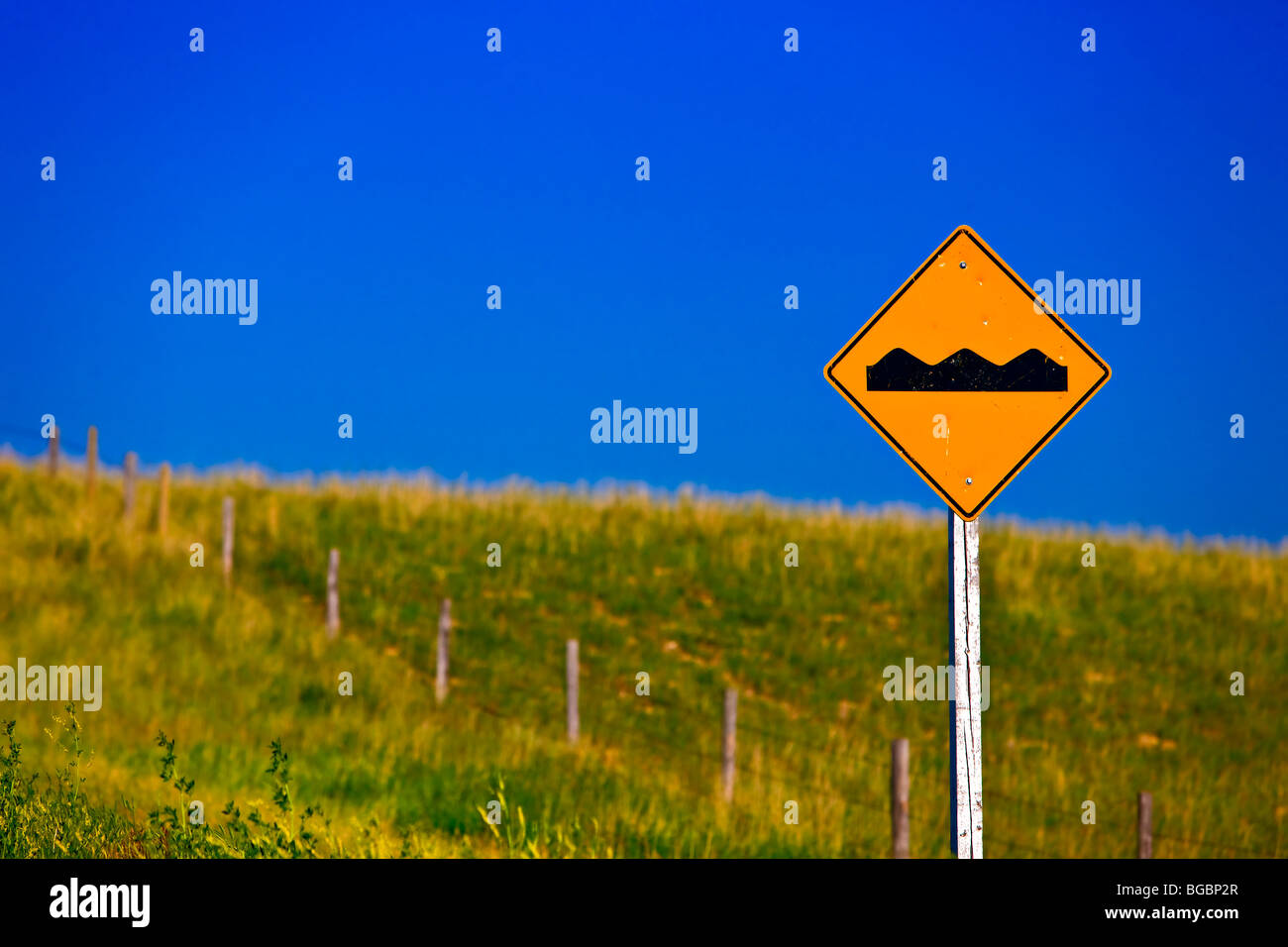 Road sign along Highway 18 in the Big Muddy Badlands region of Southern ...