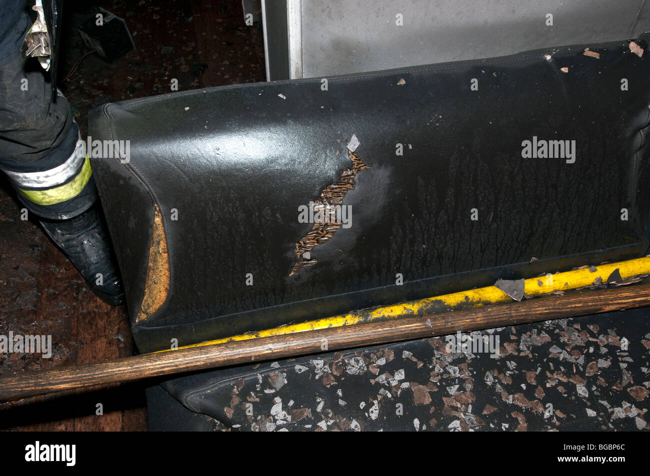 fire damaged chair at pub / restaurant FULLY MODEL RELEASED Stock Photo ...