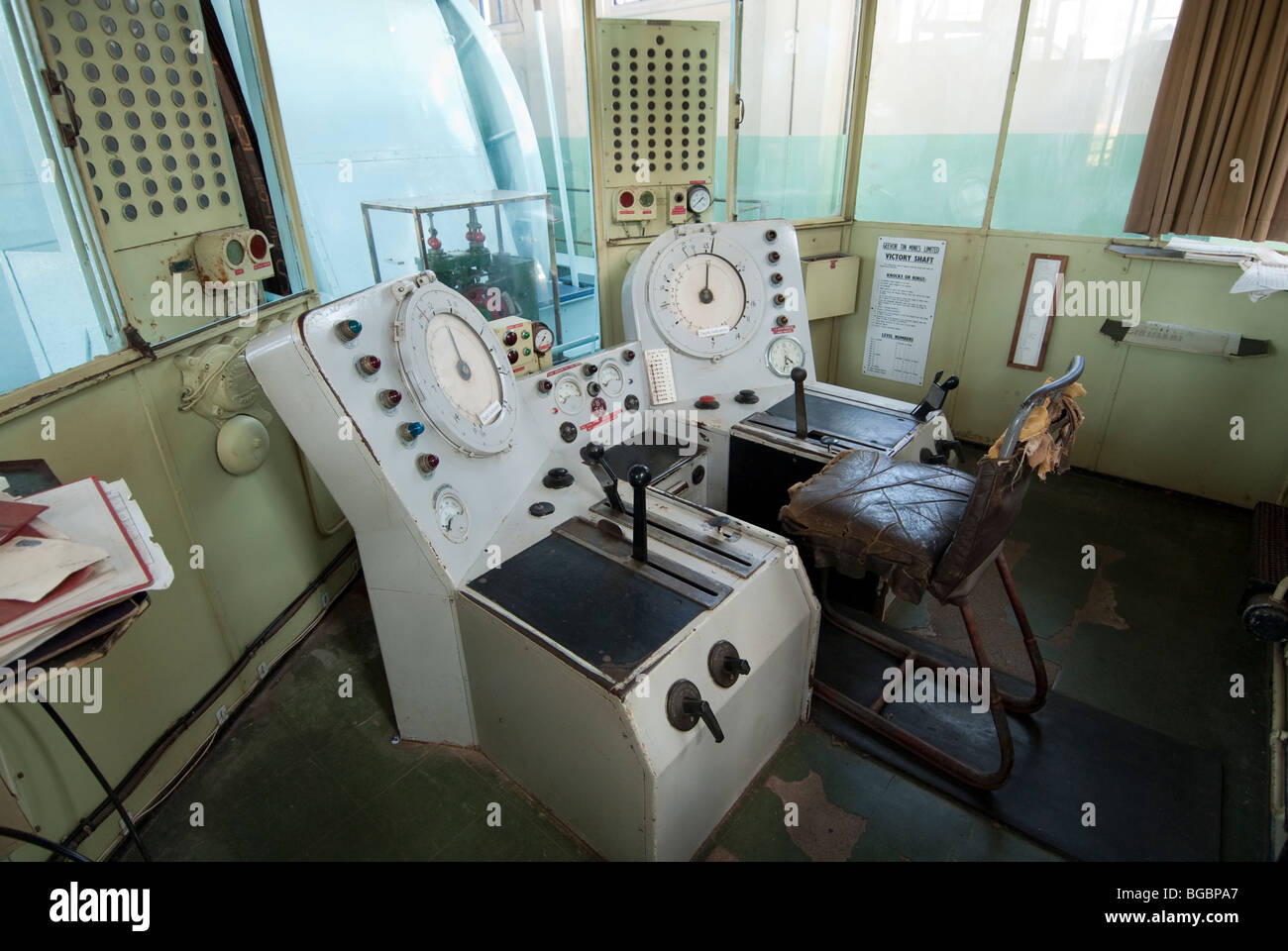 Tin Mine lift control room at Geevor Cornwall UK Stock Photo - Alamy