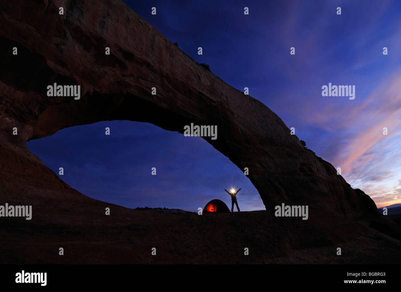 Tent, hiker, trekking, Wilson Arch, Moab, Utah, USA Stock Photo - Alamy