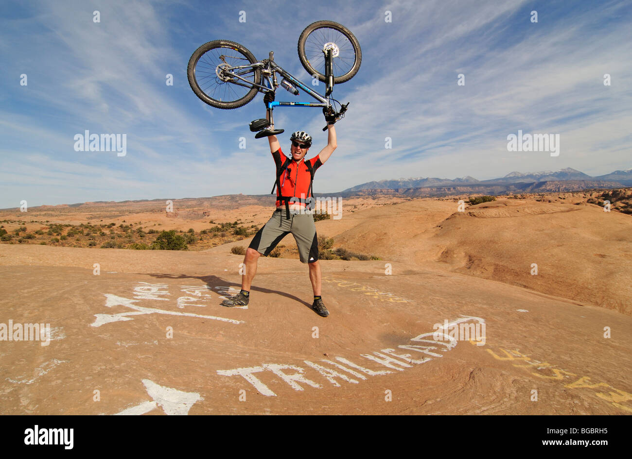 Mountain biker on Slickrock Trail, Moab, Utah, USA Stock Photo - Alamy