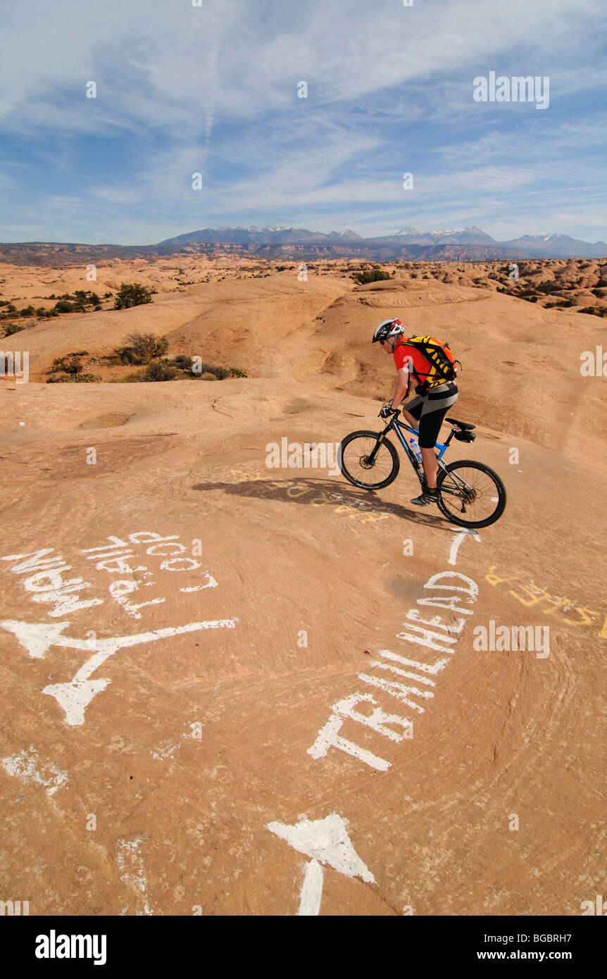 Mountain biker on Slickrock Trail, Moab, Utah, USA Stock Photo - Alamy