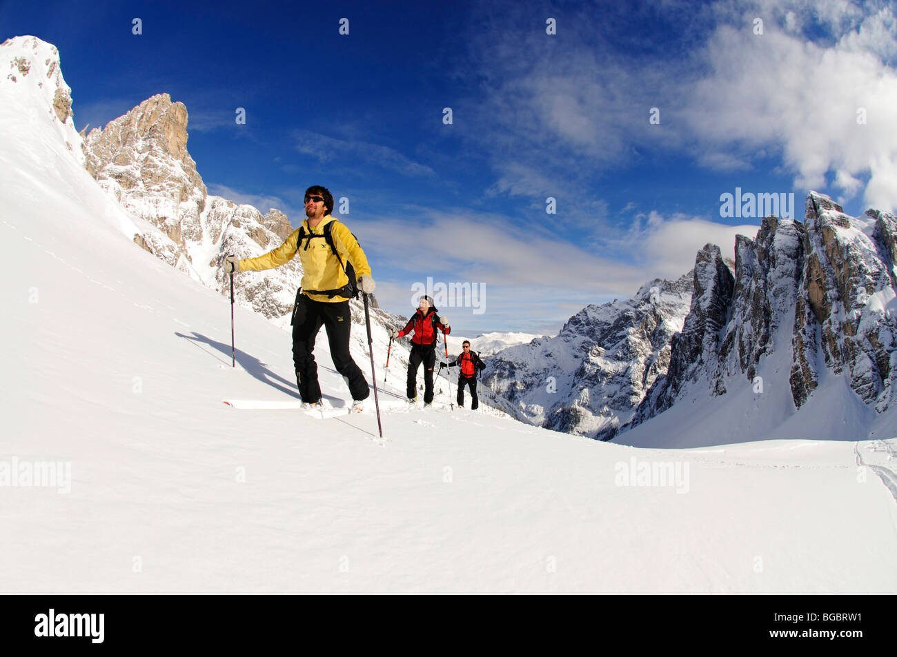 Ski touring, Mt. Sextner Stein, Sexten, Hochpustertal valley, South ...