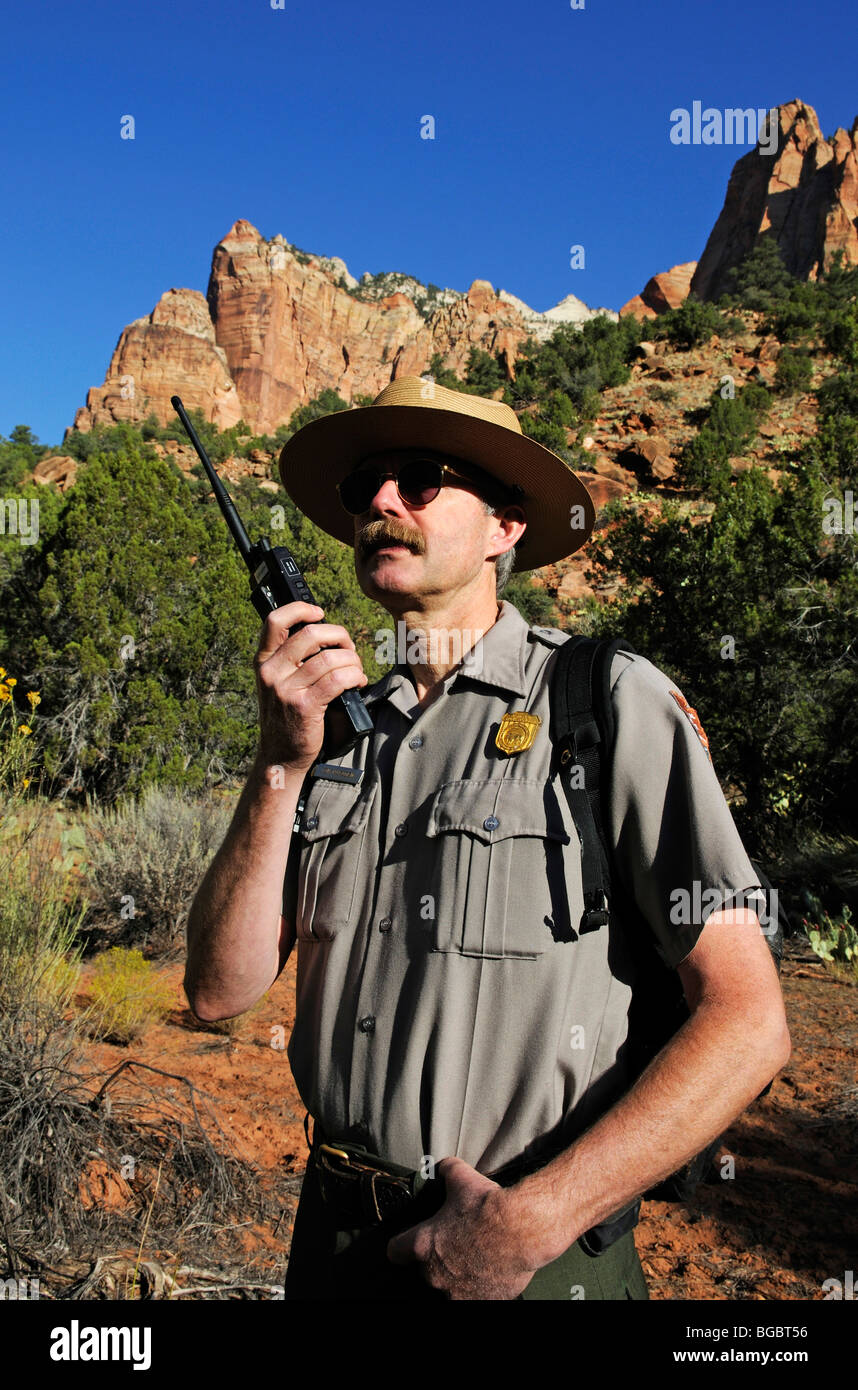Ranger, Towers of the Virgin, Zion National Park, Utah, USA Stock Photo ...