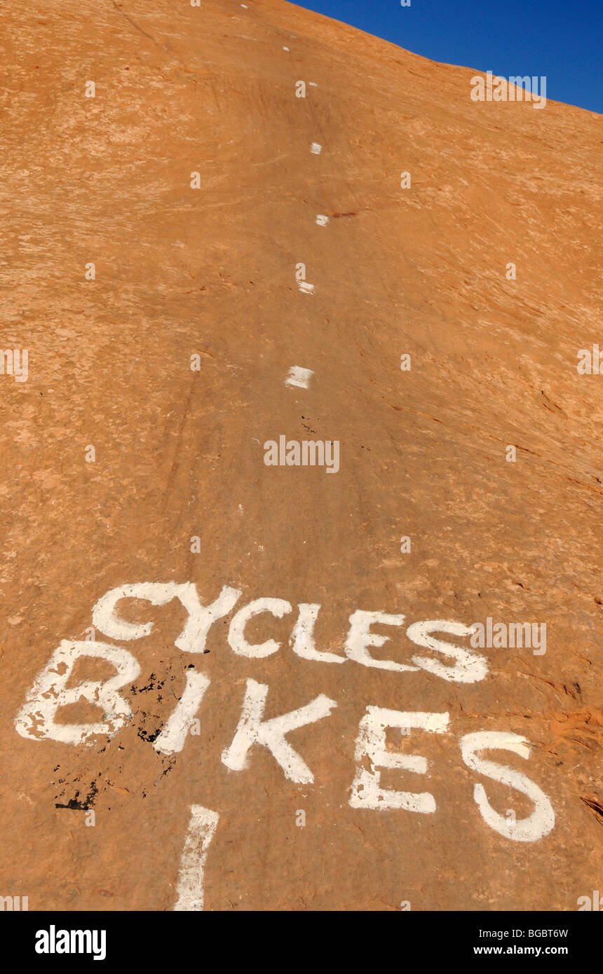 Lettering cycles bikes, Slickrock Trail, Moab, Utah, USA Stock Photo ...