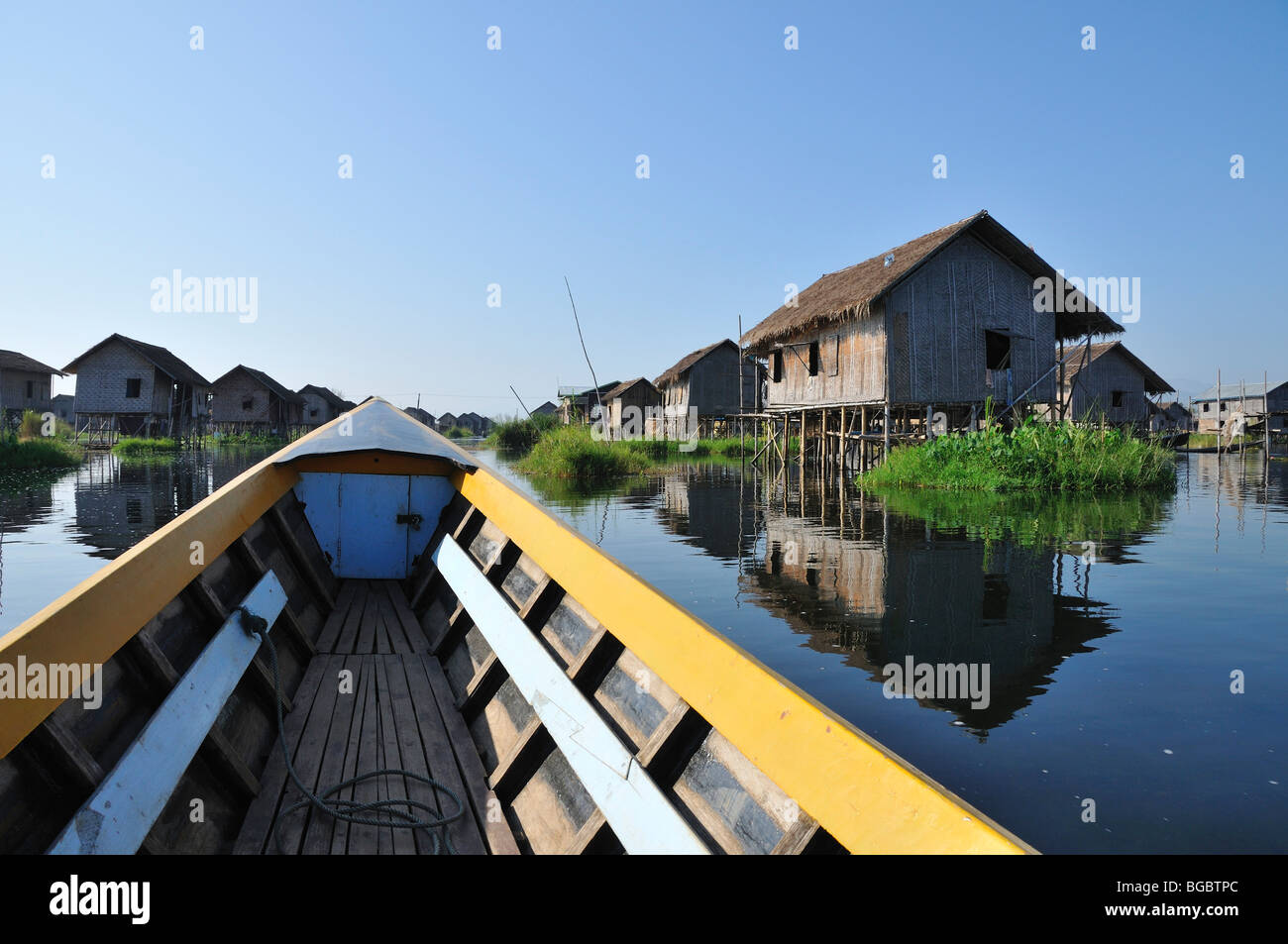 Boat trip in stilt village, Inle Lake, Shan State, Burma, Myanmar Stock ...