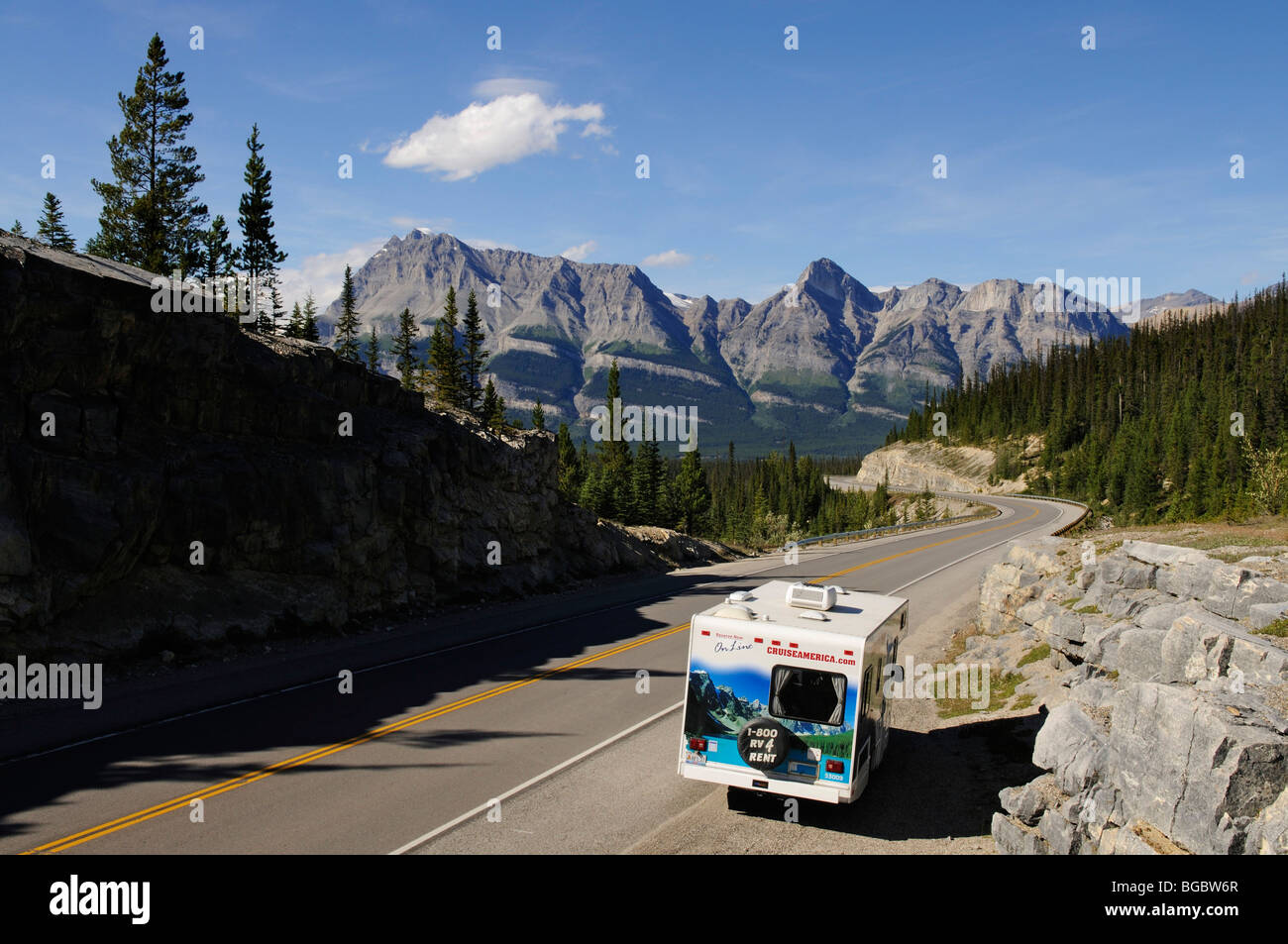 Camper, Trans Canada Highway, Castle Mountain, Alberta, Canada Stock Photo - Alamy