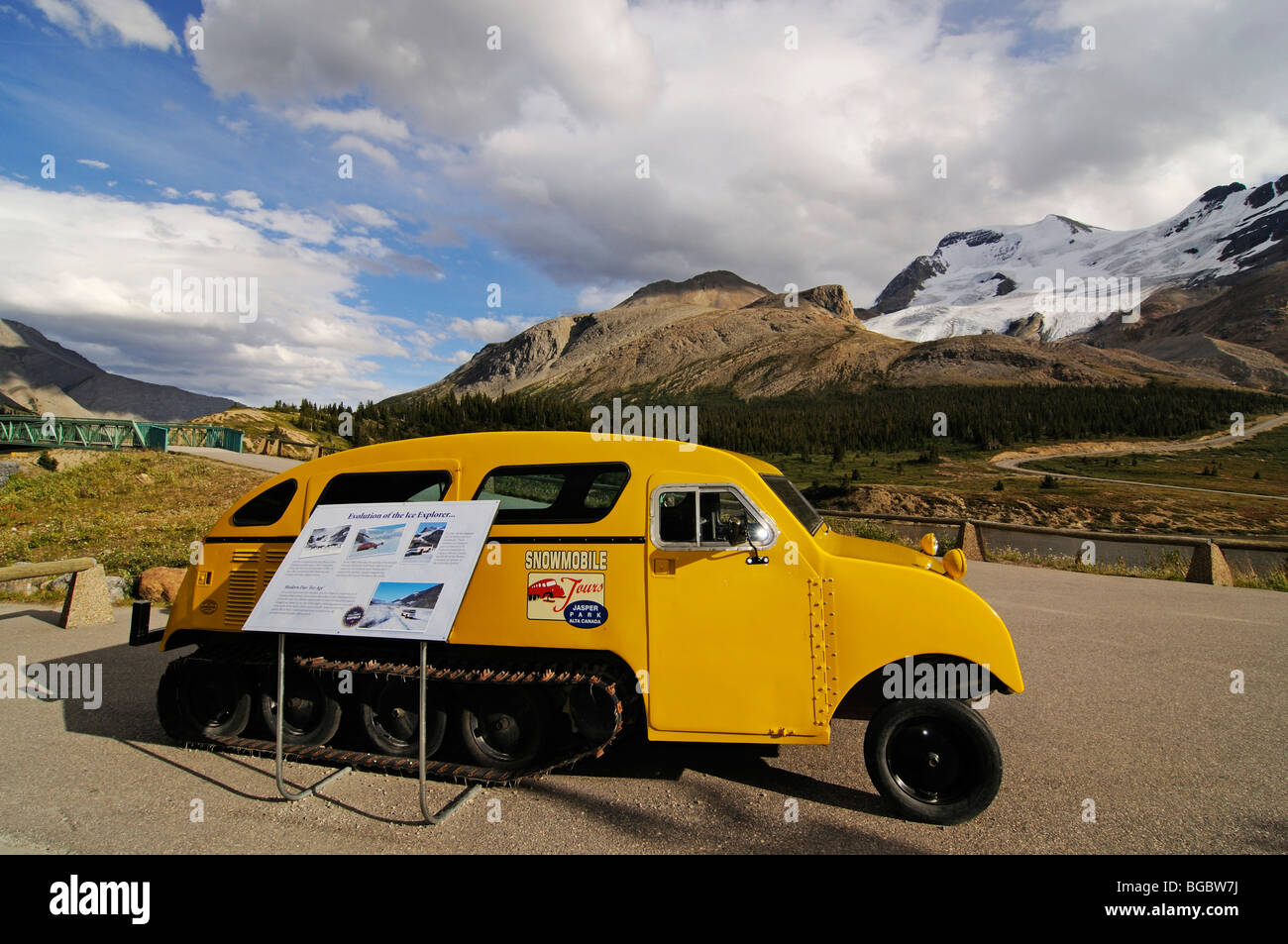 Old snowmobile, Icefields Parkway, Columbia Icefield, Jasper National ...
