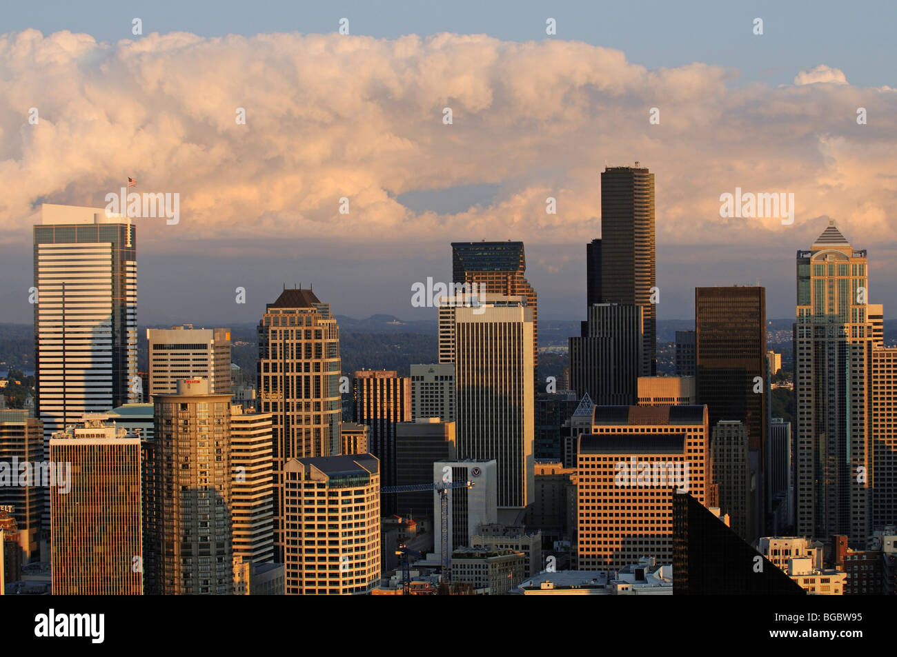 View from the Space Needle, Downtown Seattle, USA Stock Photo - Alamy
