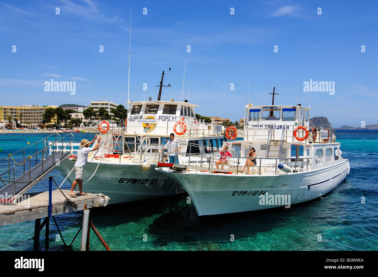 Tour boats, Es Cana or Es Canar, Punta Arabi, Ibiza, Pine Islands ...