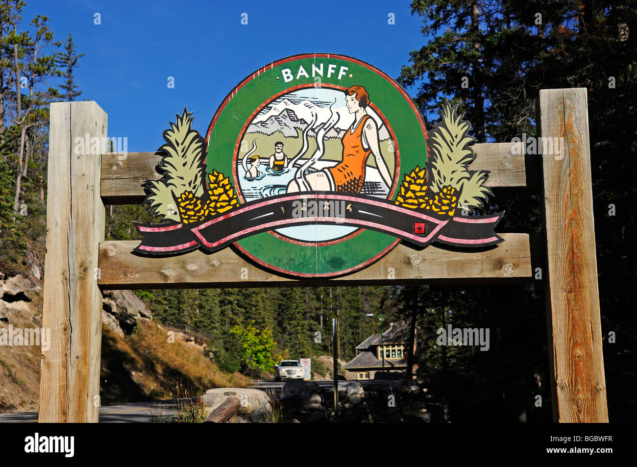 Banff Upper Hot Springs, Banff National Park, Alberta, Canada Stock ...