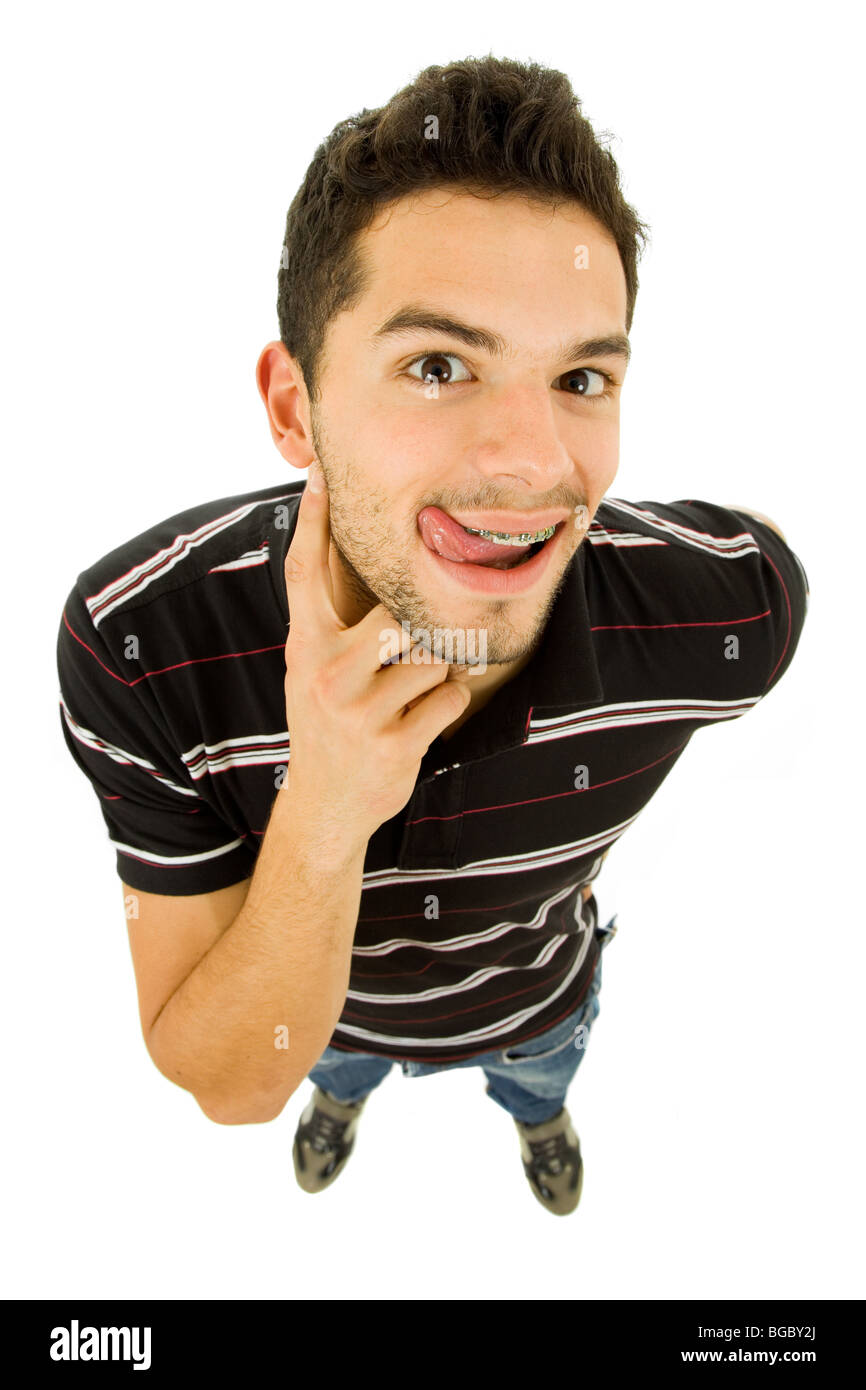 young casual silly man full length in a white background Stock Photo ...