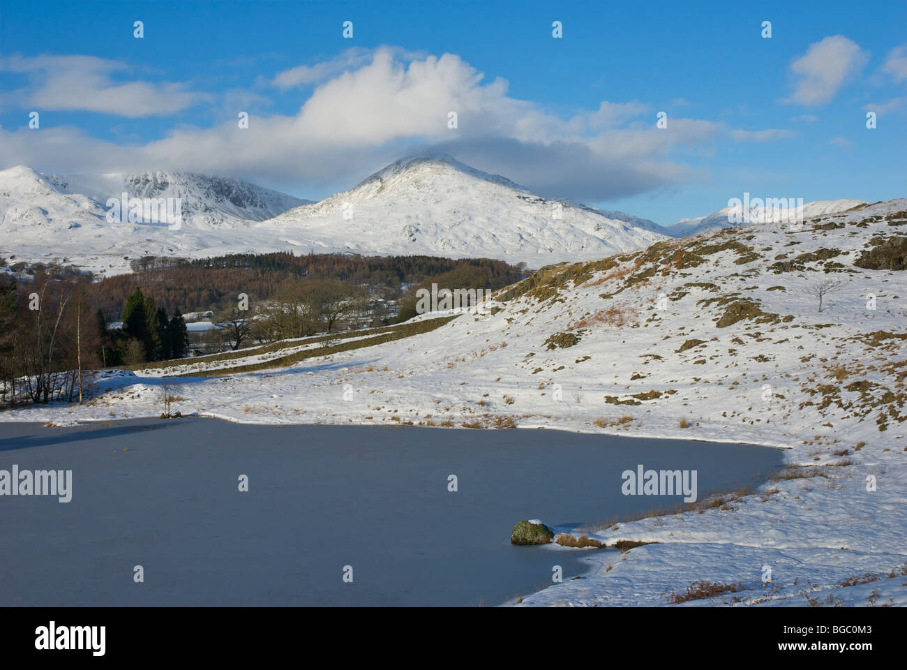 Kelly Hall Tarn, on Torver Common, and the Coniston hills, Lake ...