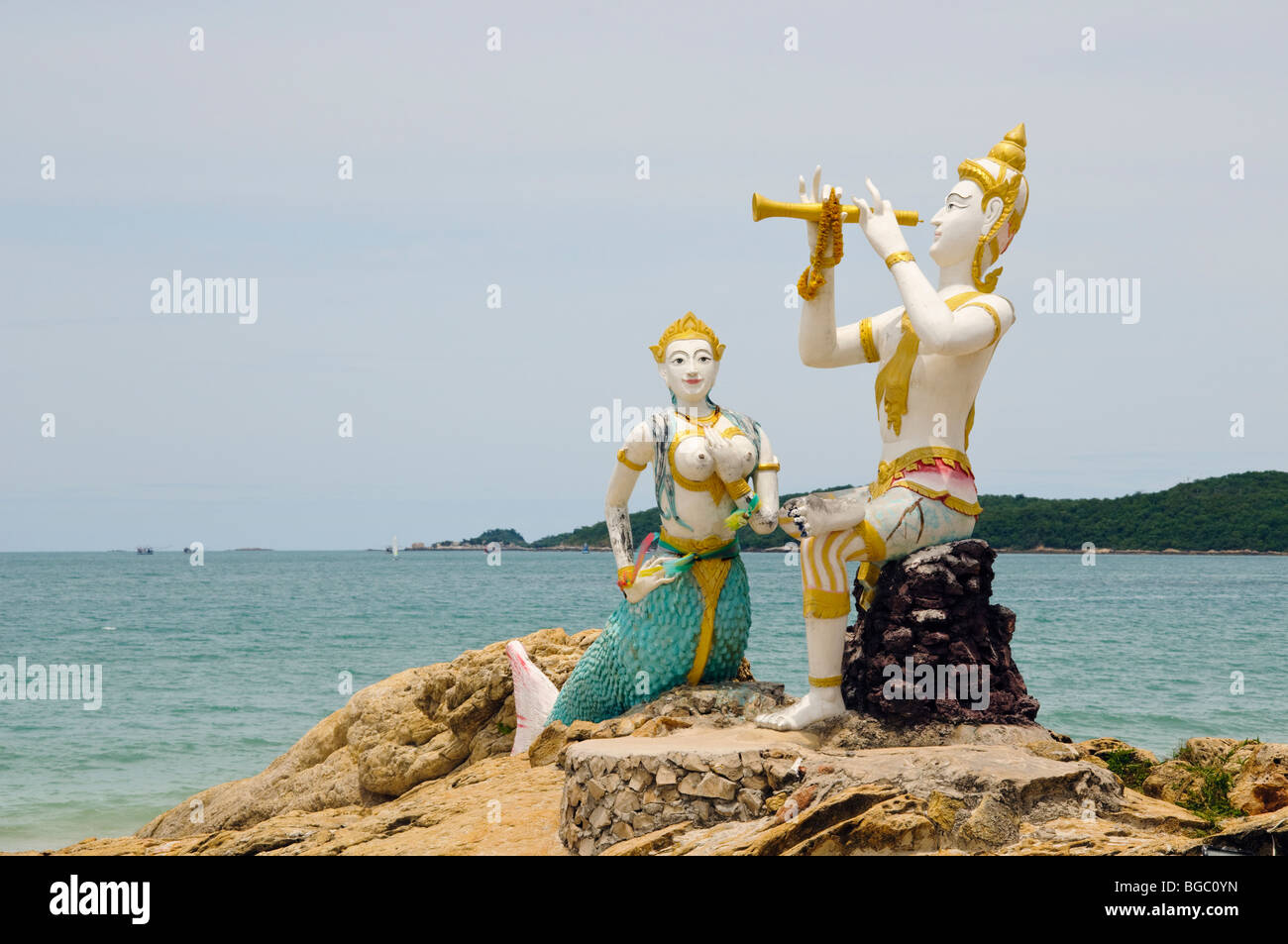 Statues of the title character from the epic work, Phra Aphai Mani by ...