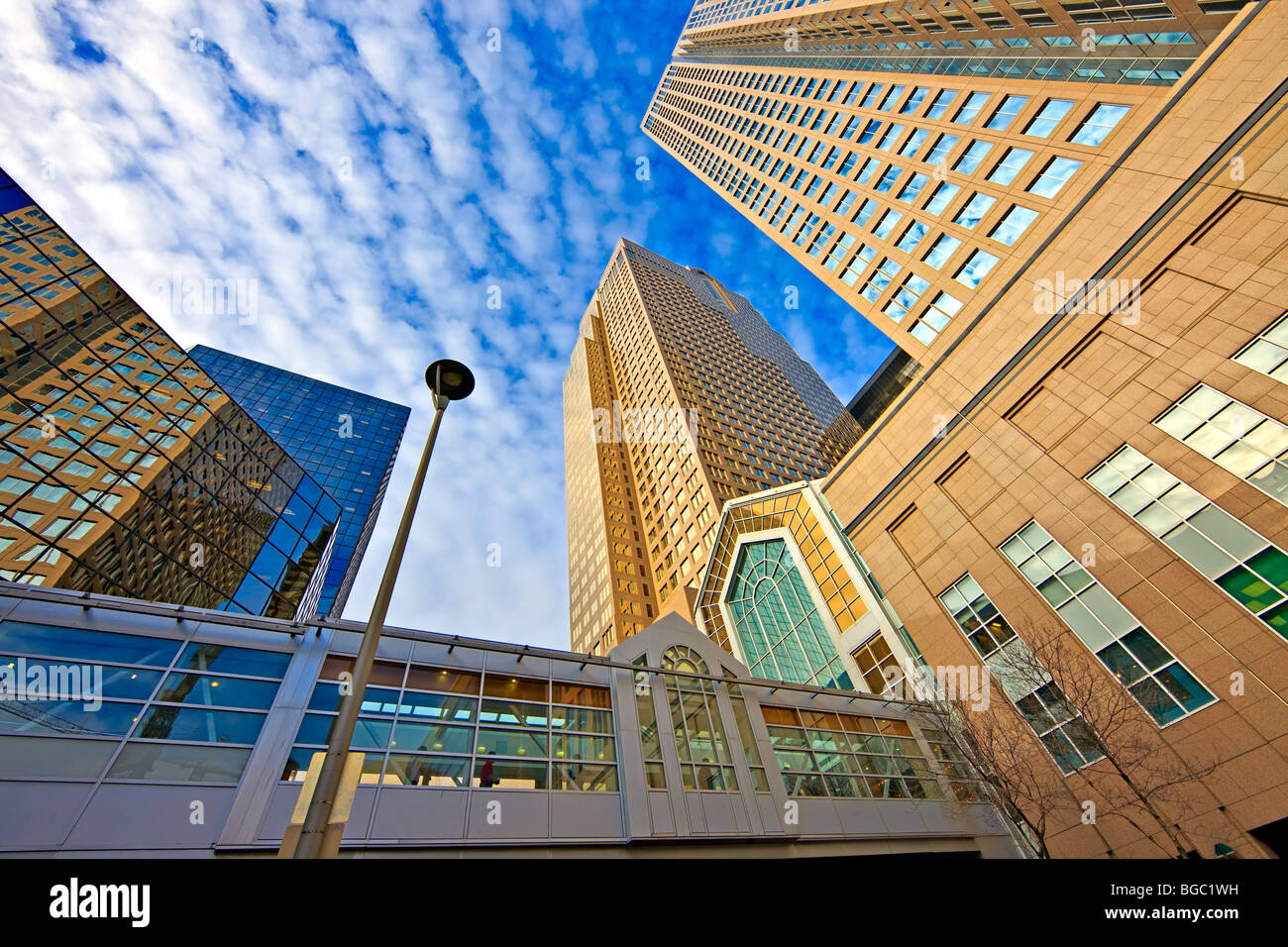 Twin Towers of the Bankers Hall and a bridge which is part of the Plus ...