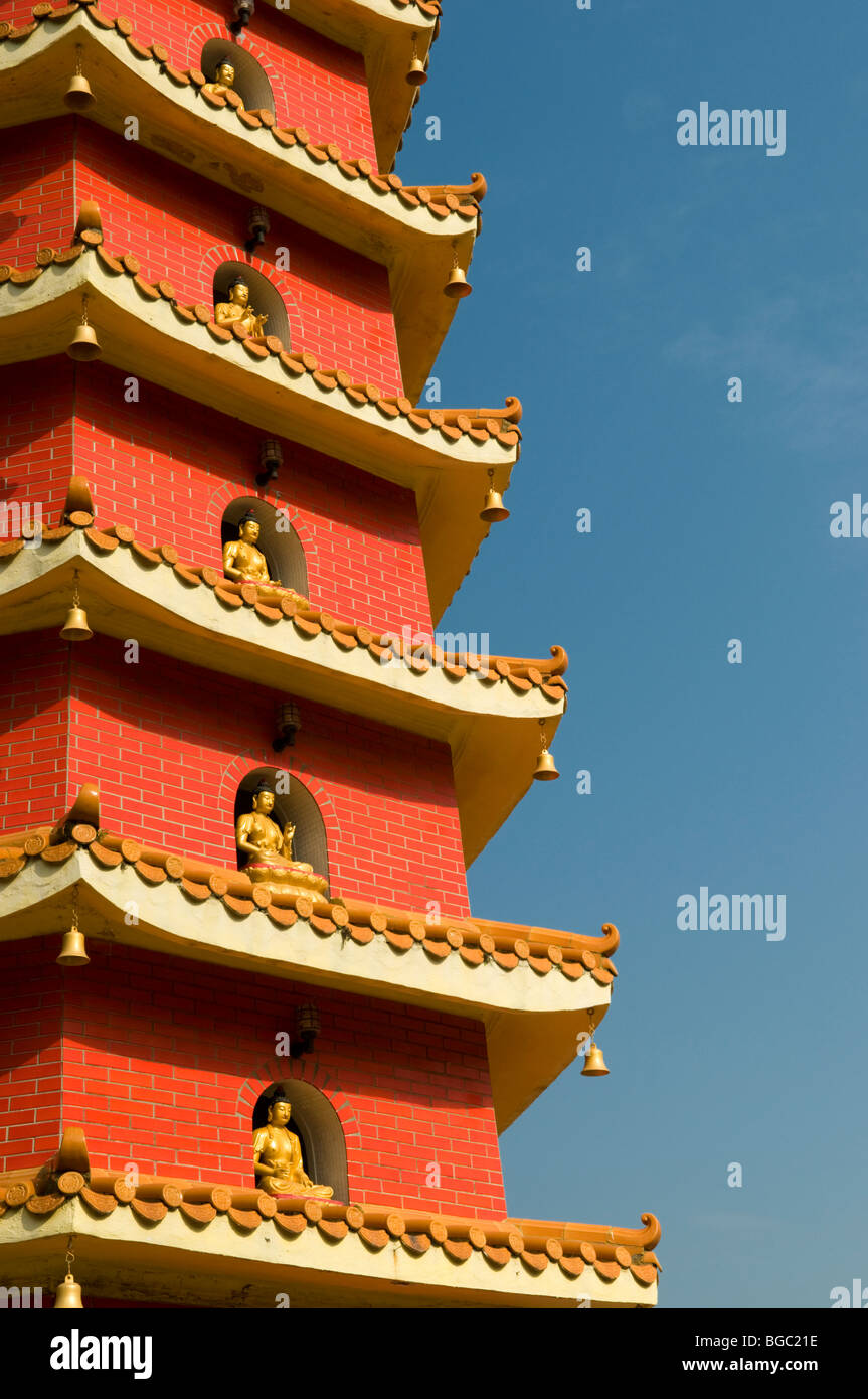 Red pagoda at a monastery in Hong Kong China Stock Photo - Alamy