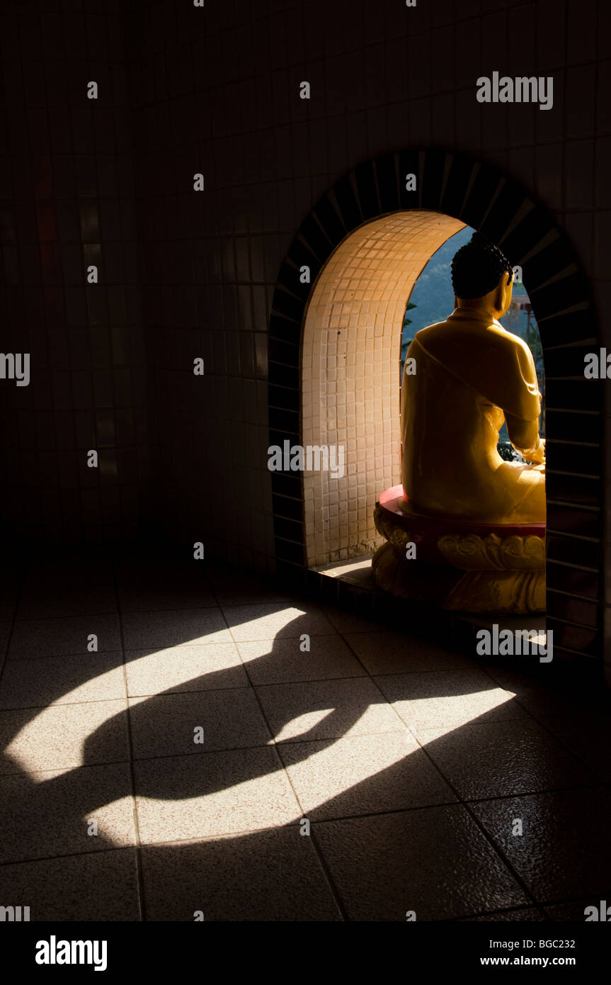 Shadow of a buddha statue at the ten thousand buddhas monastery Sha Tin ...
