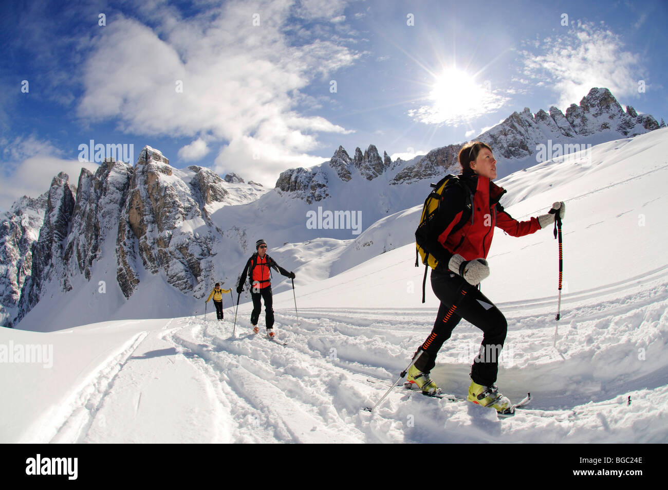 Ski touring, Mt. Sextner Stein, Sexten, Hochpustertal valley, South ...