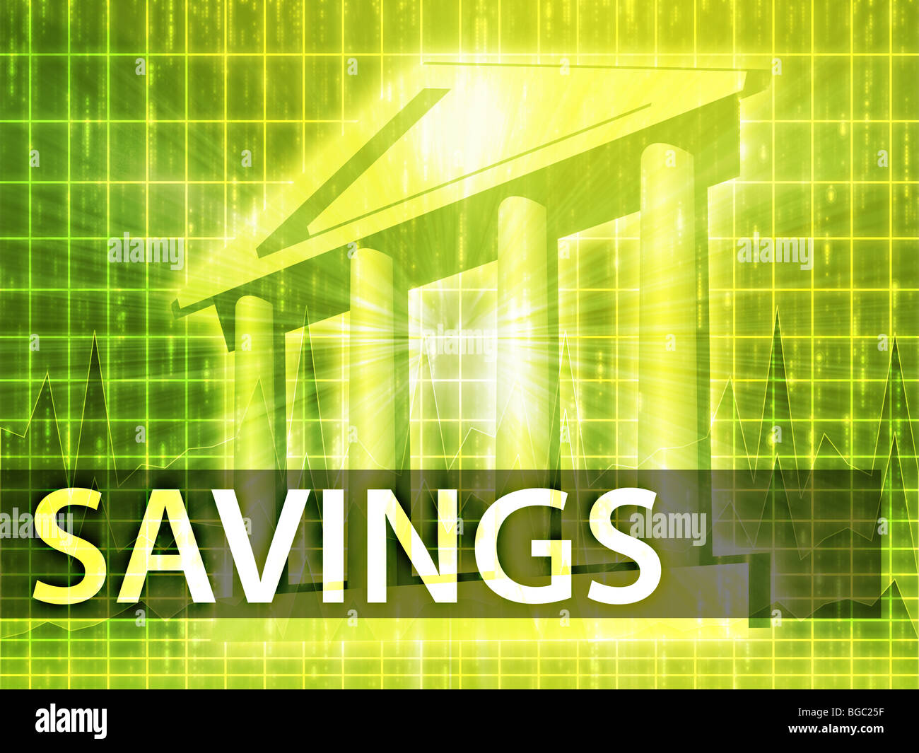 Savings illustration, financial diagram with bank building Stock Photo ...