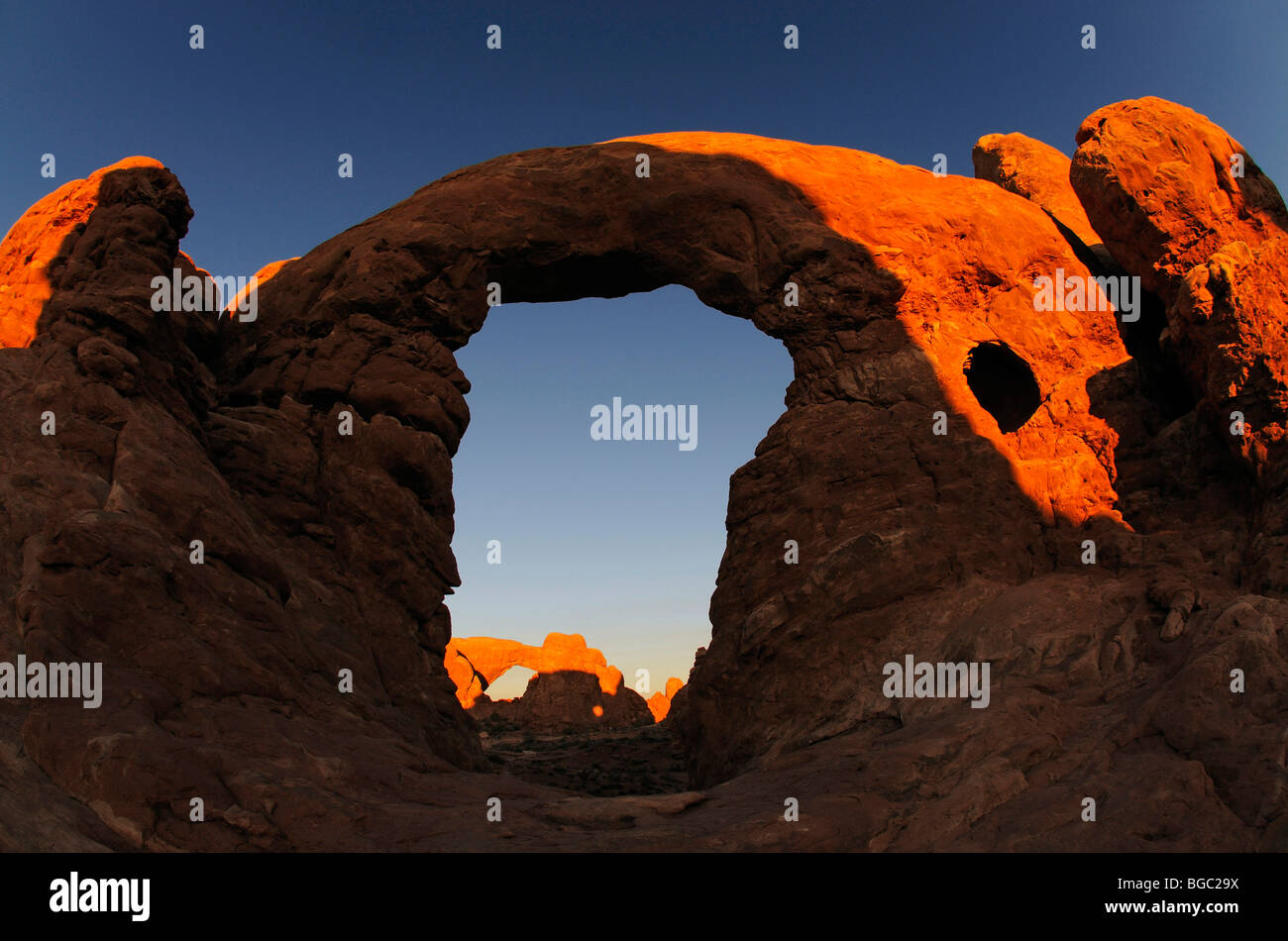 Turret Arch, South Window, Arches National Park, Moab, Utah, USA Stock ...