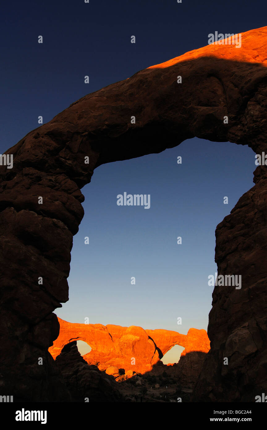 Turret Arch, South Window, Arches National Park, Moab, Utah, USA Stock ...