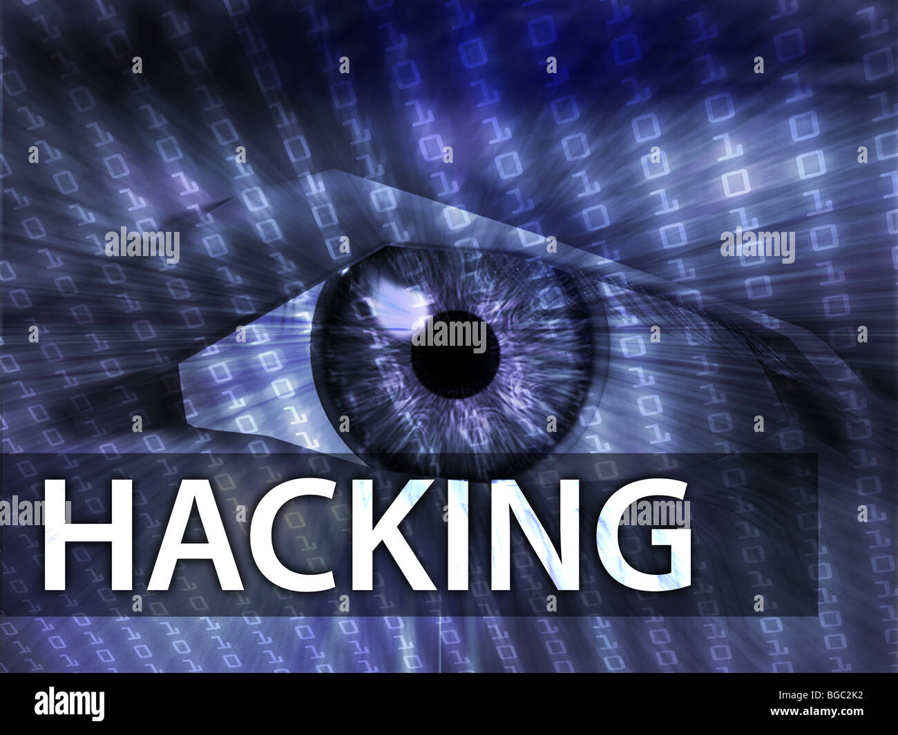 Hacking illustration, eye over digital data information Stock Photo - Alamy