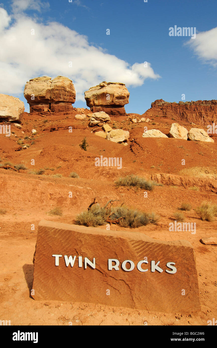 Twin Rocks, Capitol Reef National Park, Utah, USA Stock Photo - Alamy