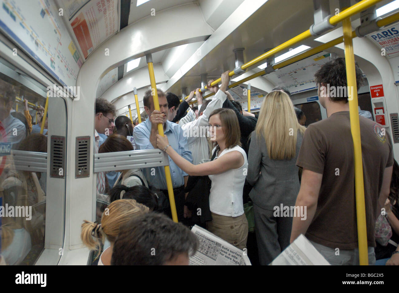 Packed commuter train carriage hi-res stock photography and images - Alamy