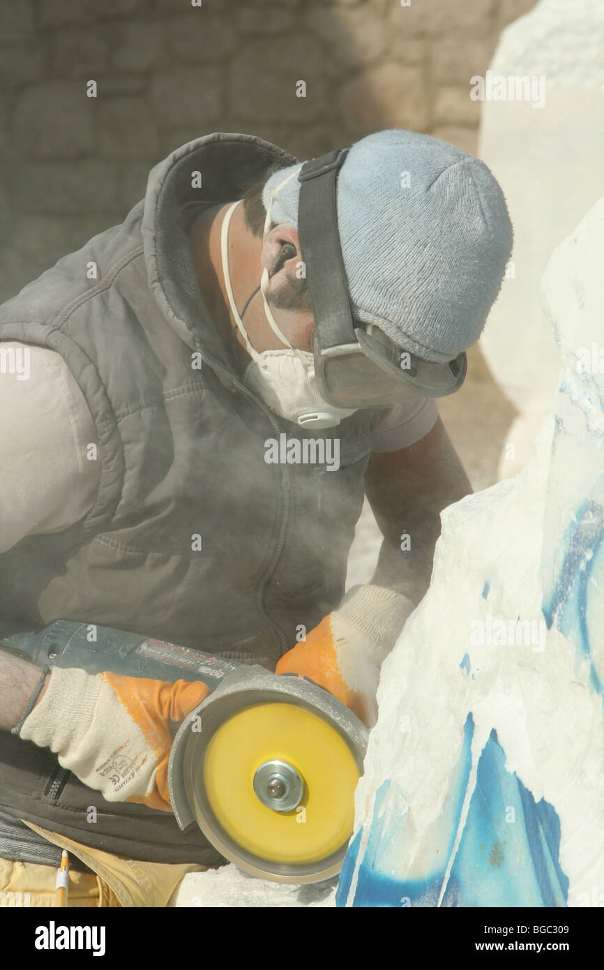 young sculptor working with marble Stock Photo - Alamy