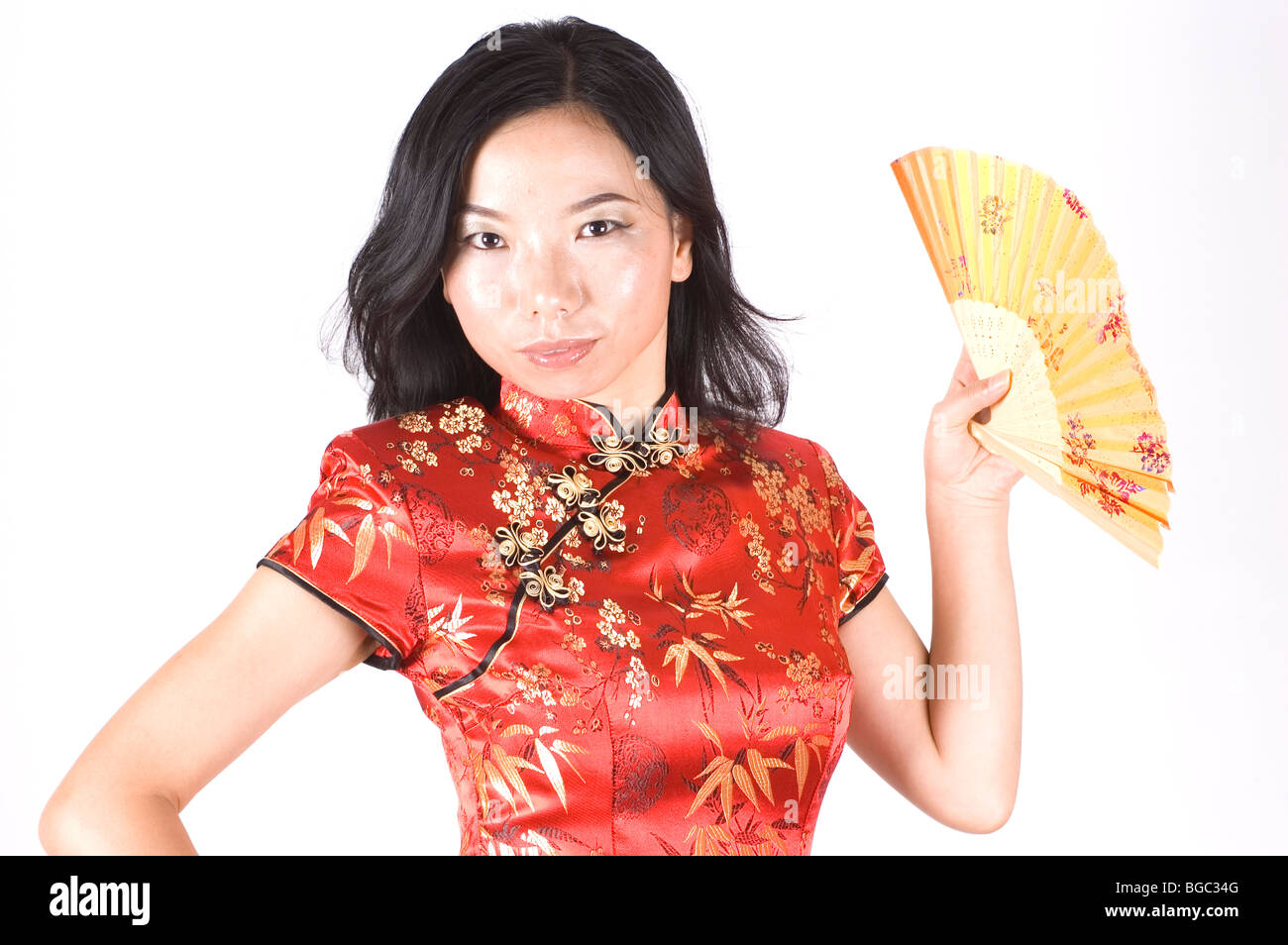 Chinese Girl Asian Beauty Posing For Photos In Traditional Dress