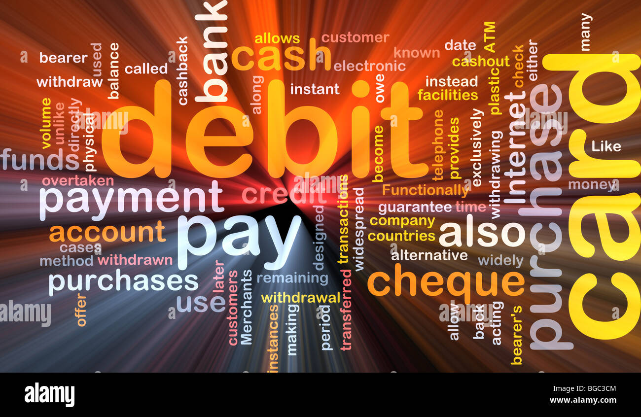 Software package box Word cloud concept illustration of debit card ...