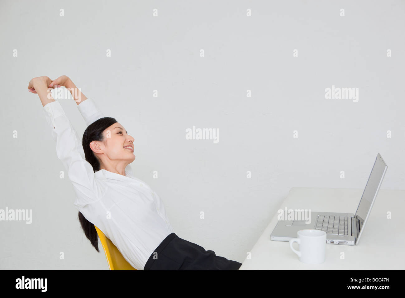 White smiling woman stretching hi-res stock photography and images - Alamy