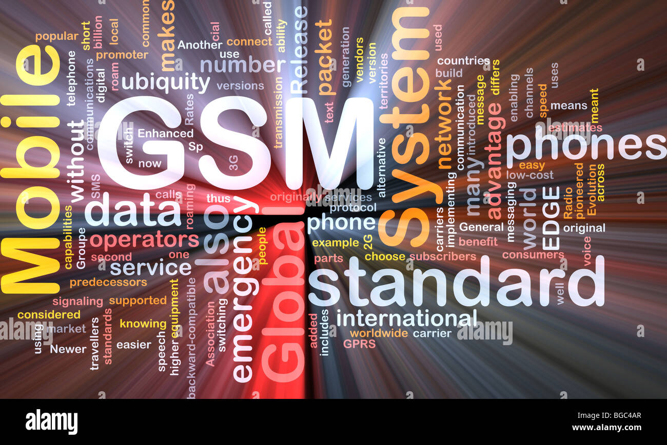 Word cloud concept illustration of phone GSM glowing light effect Stock ...