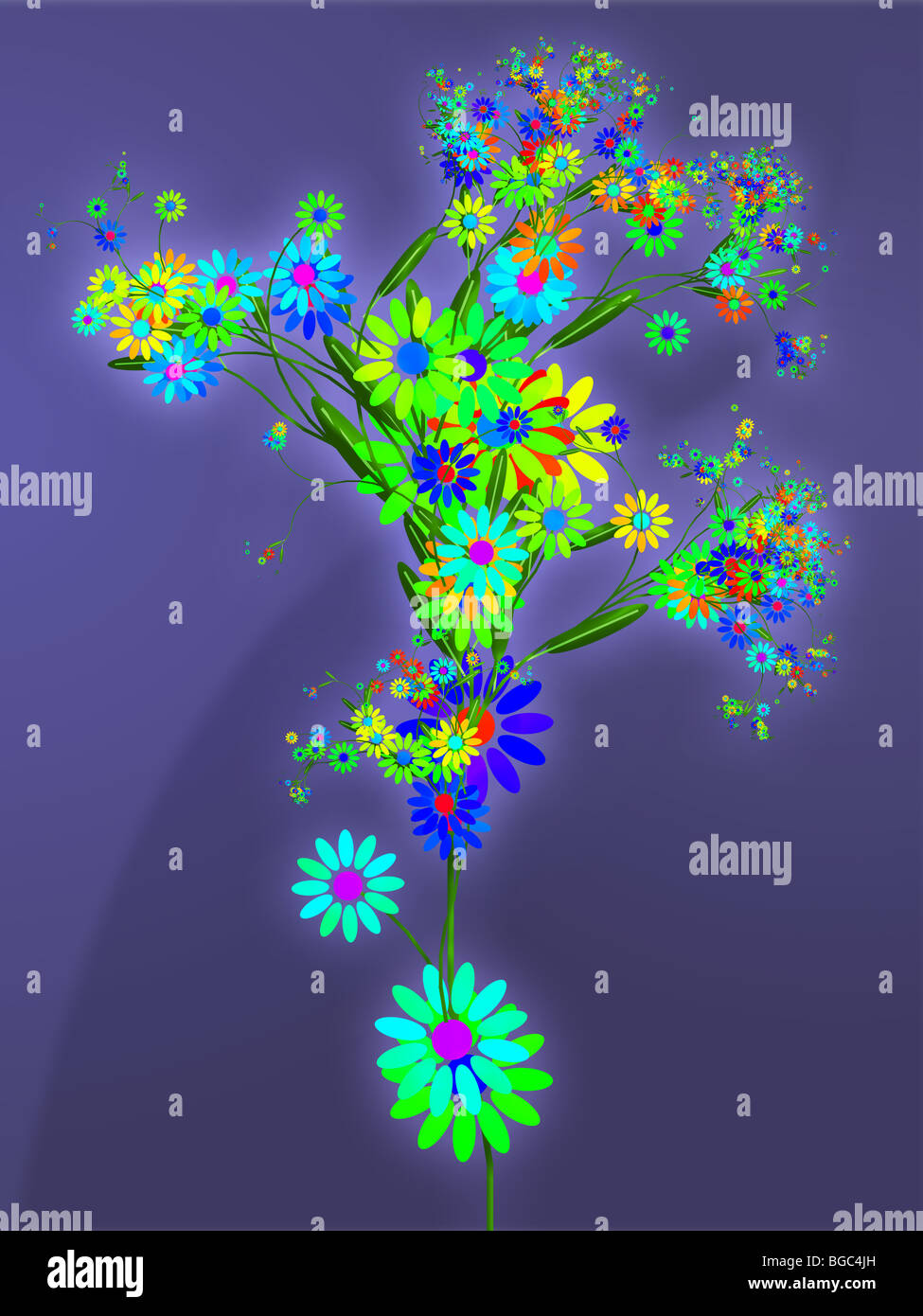 Floral nature themed design illustration with leaves and blossoms Stock ...
