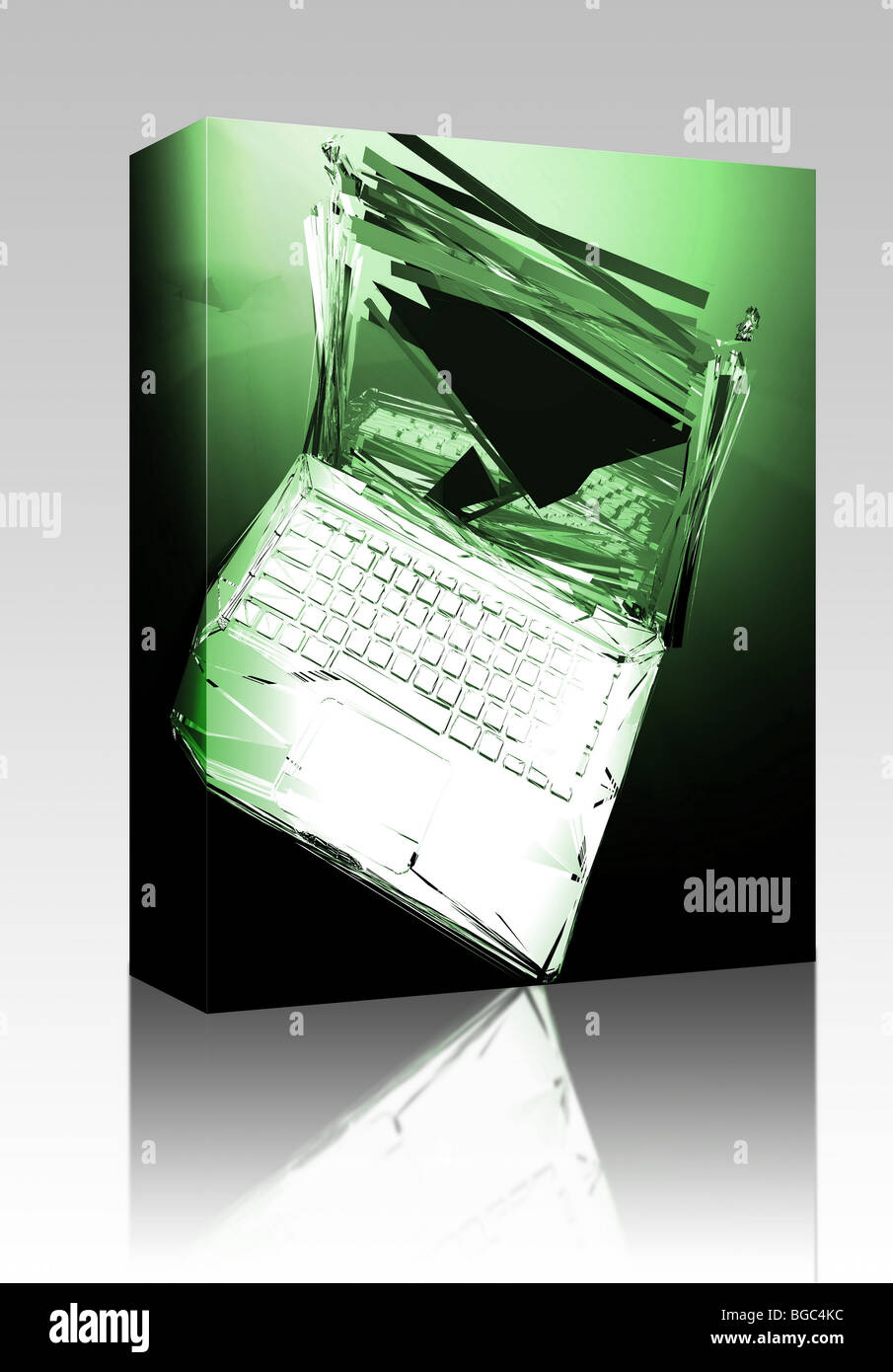 Software package box Computer technology failure with broken notebook ...