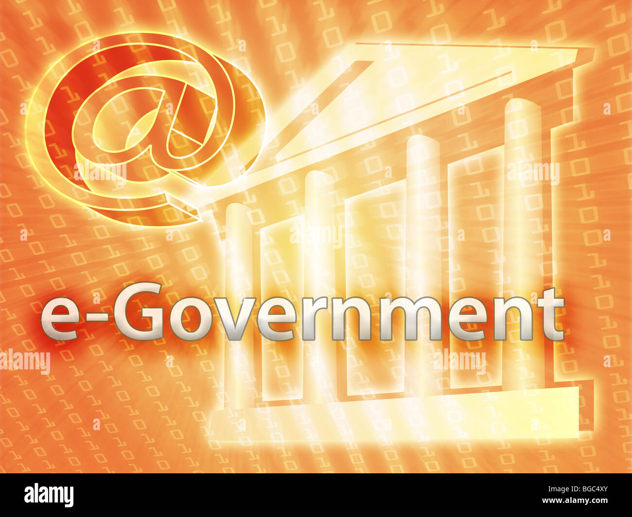 Electronic government illustrated by building and data Stock Photo - Alamy