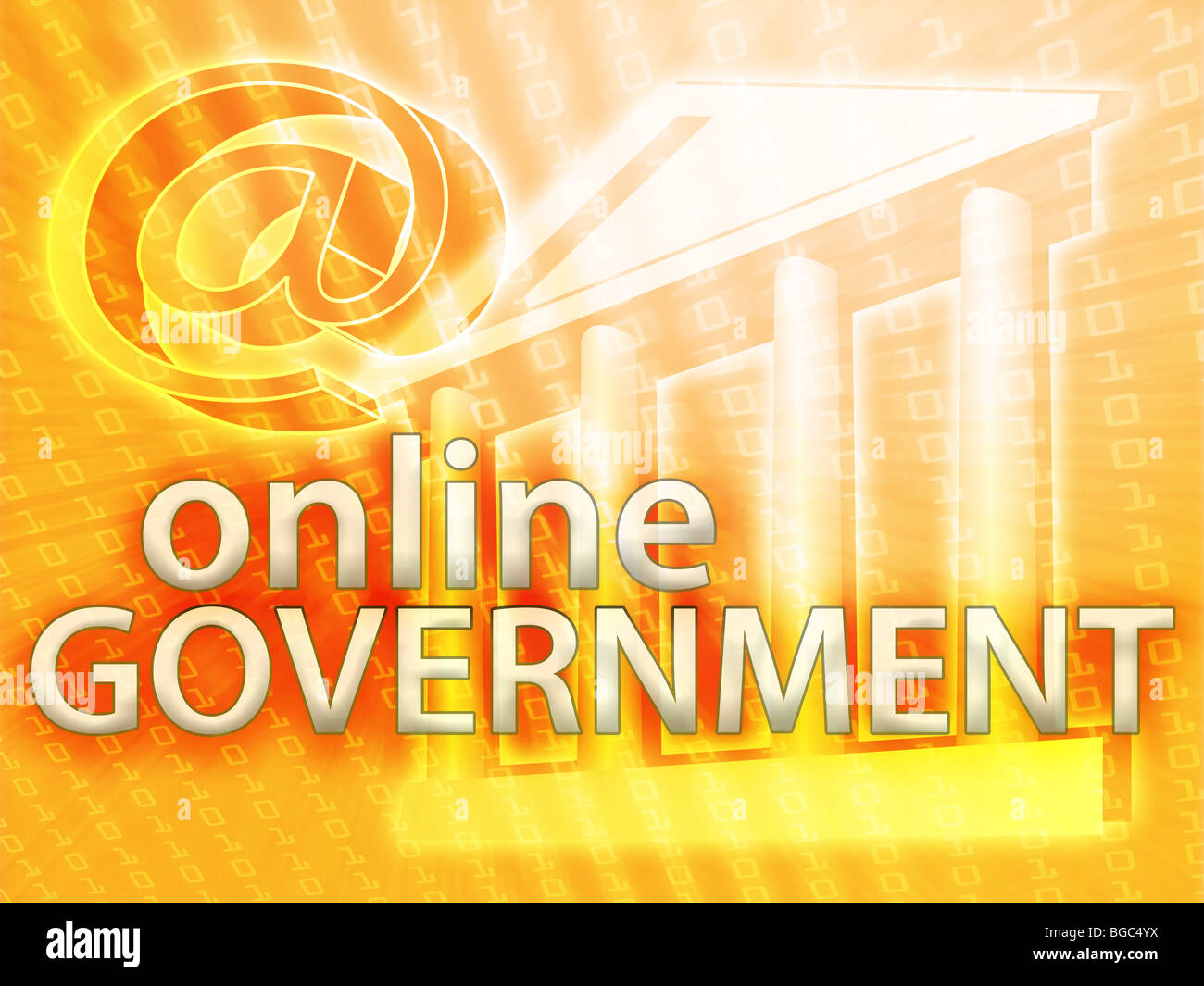 Electronic government illustrated by building and data Stock Photo - Alamy