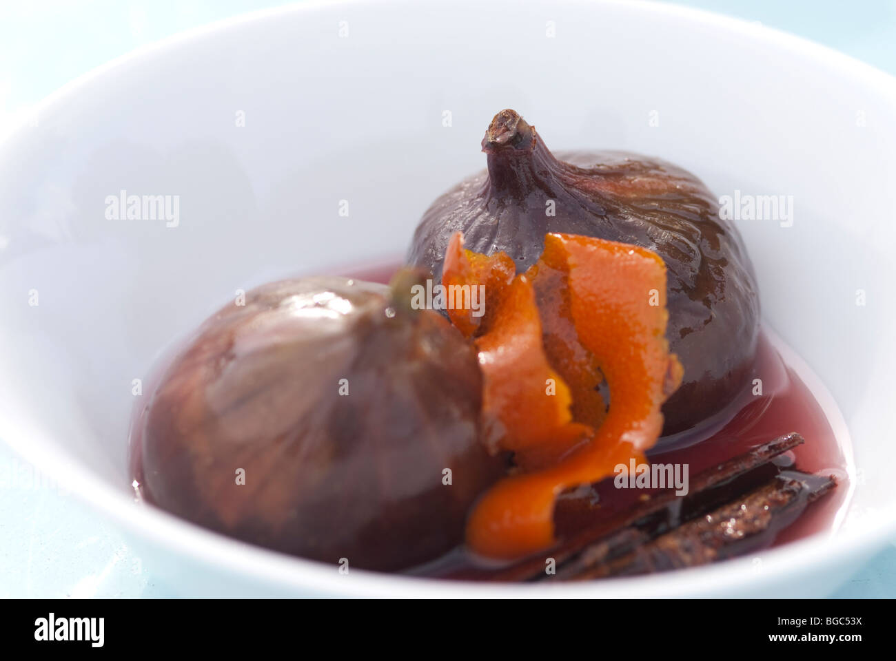 Poached figs with orange UK Stock Photo - Alamy