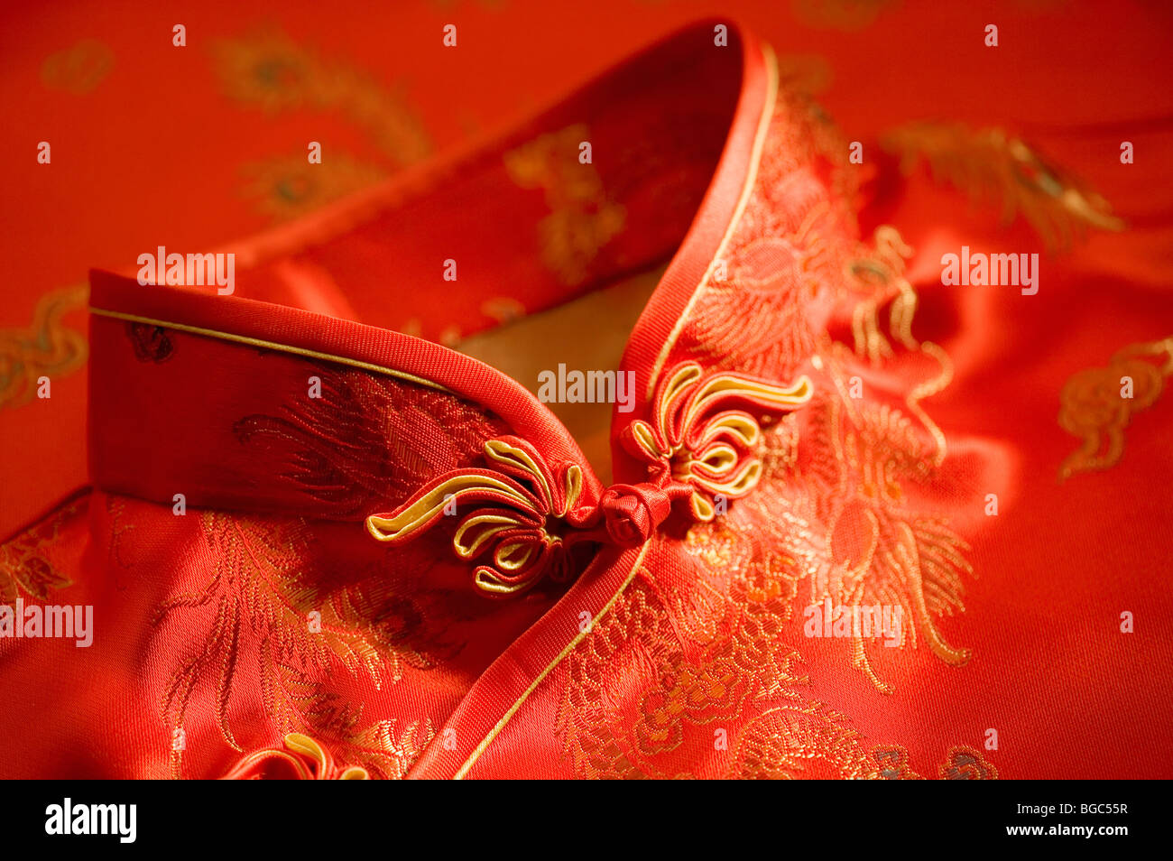 Close-up of cheongsam dress with lucky pattern of Chinese style Stock ...