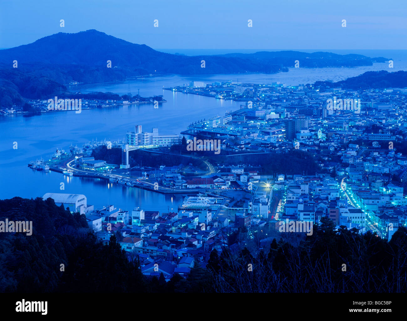 Night View of Kesennuma Port, Kesennuma, Miyagi, Japan Stock Photo - Alamy
